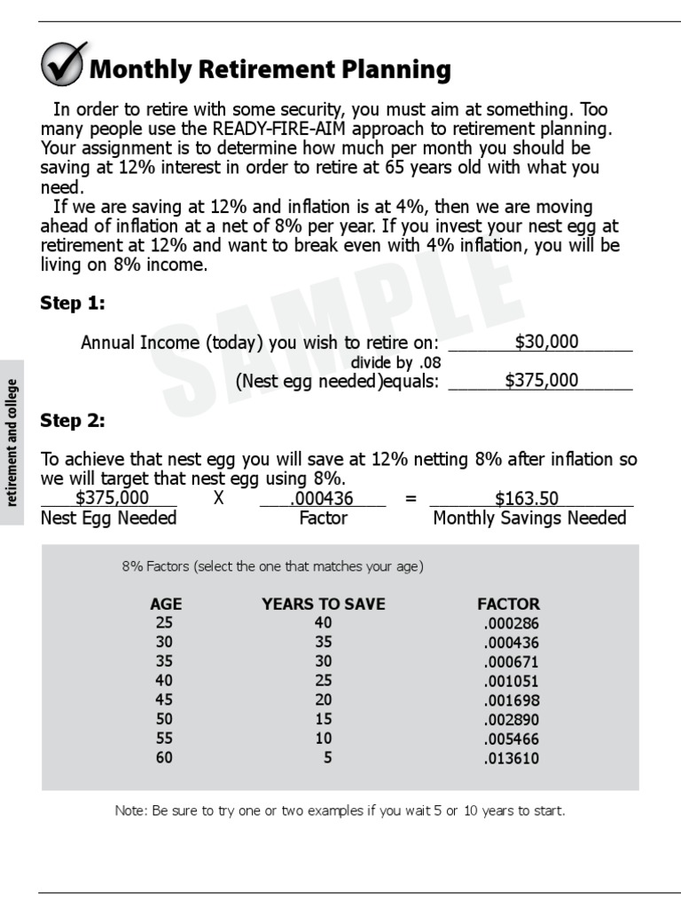 Monthly Retirement Planning | PDF | Retirement | Inflation