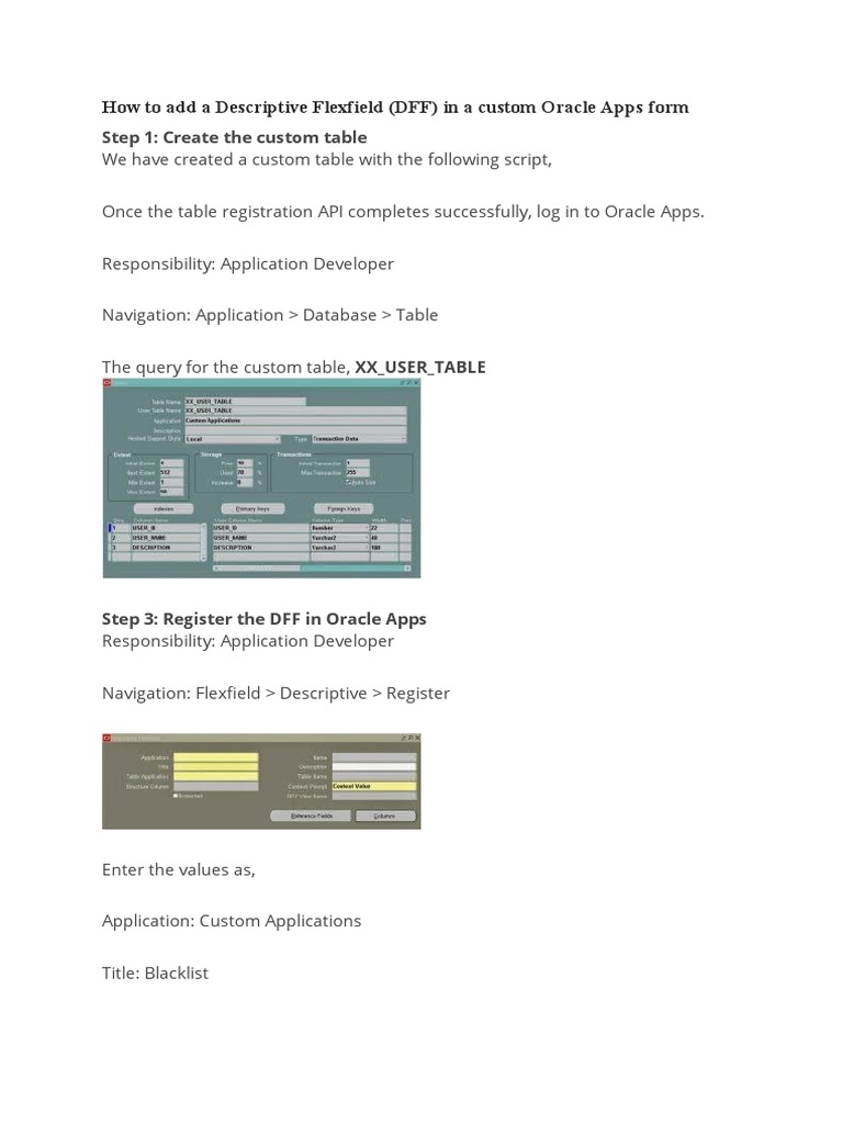 How To Add A Descriptive Flexfield (DFF) in A Custom Oracle Apps Form | Download Free PDF ...