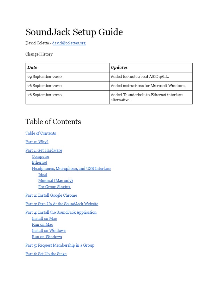 SoundJack Setup Guide for Musicians | PDF | Headphones | Usb