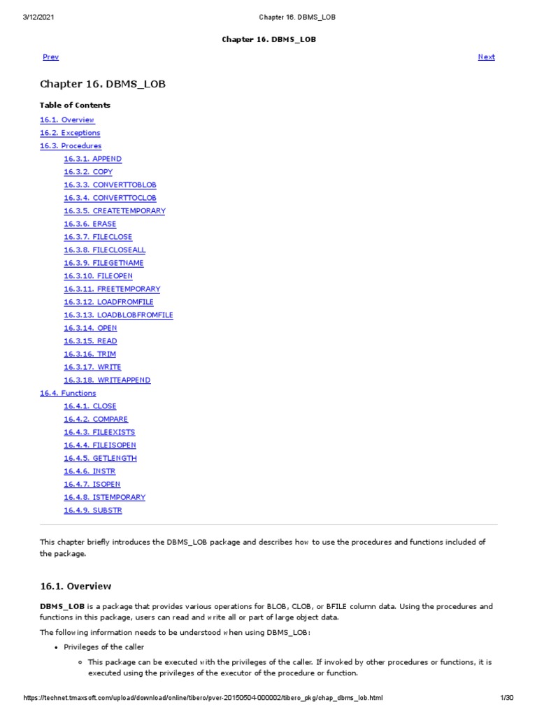 Chapter 16. DBMS LOB | PDF | Filename | Parameter (Computer Programming)