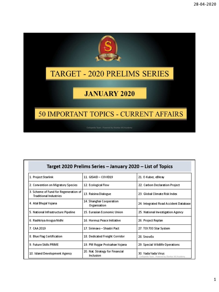 Double Page - Target UPSC 2020 Prelims - January 2020 - Shankar IAS ...