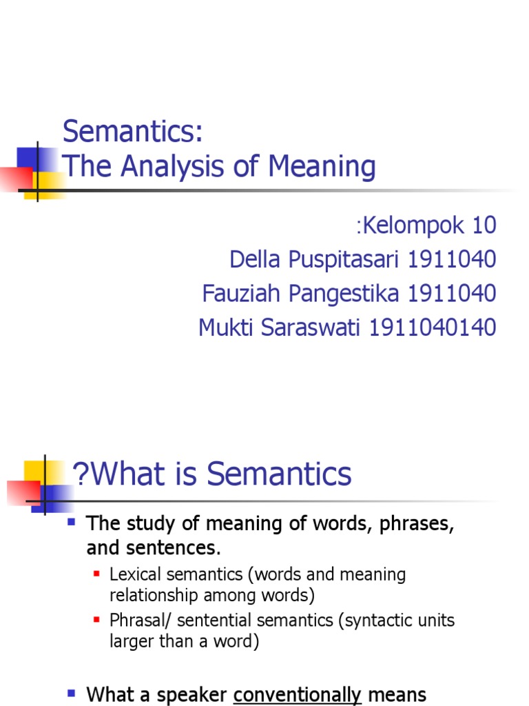 Semantics: The Analysis of Meaning | PDF | Lexical Semantics | Semantics