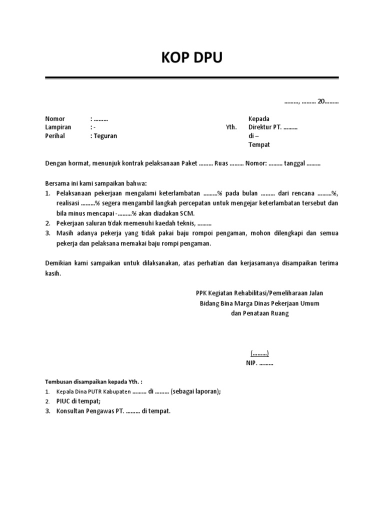 H13.1 (Gov) Format Surat Peringatan Sanksi Kepada Konsultan Supervisi ...