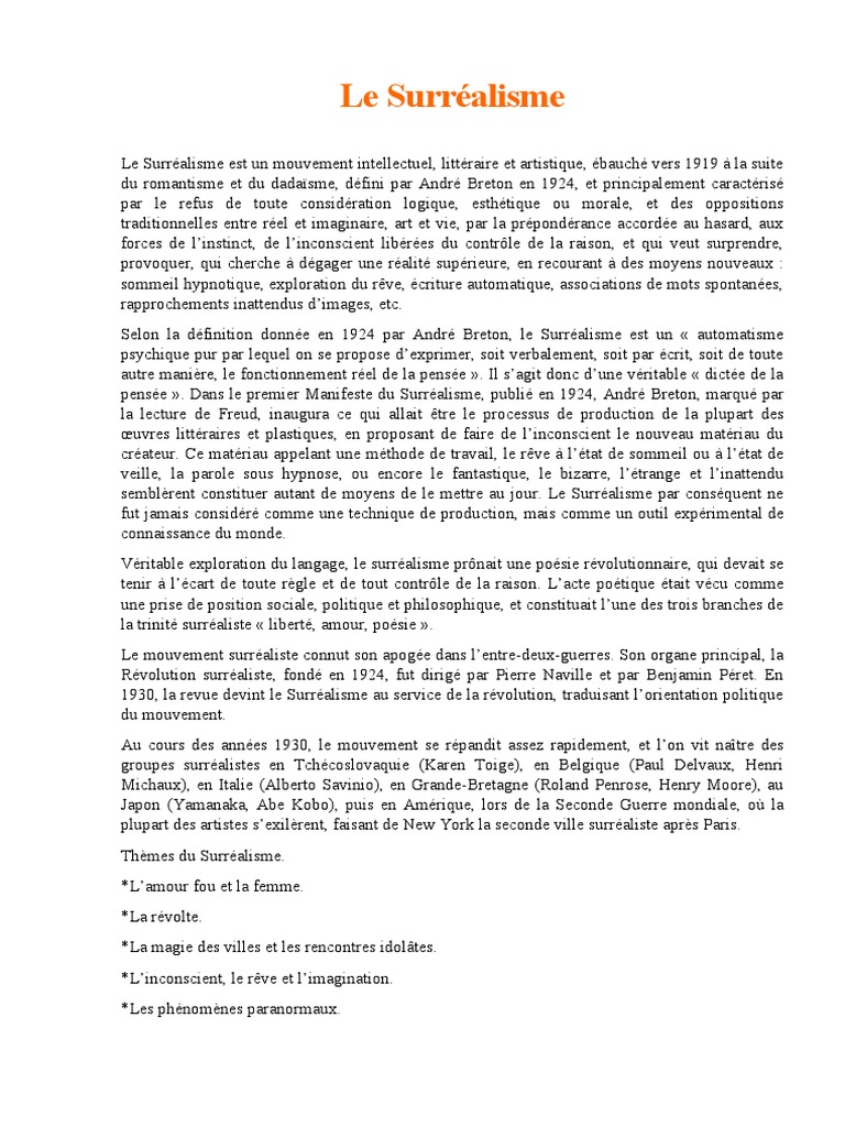 Le Surréalisme | PDF | Surréalisme | Poésie