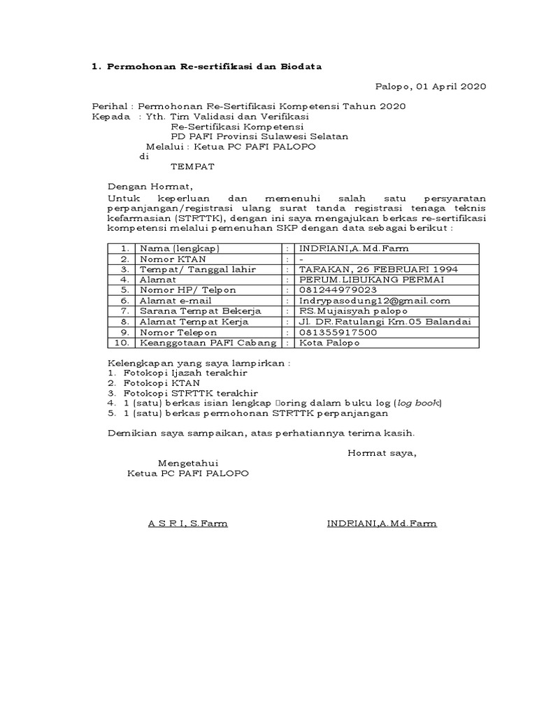 Form - Isian-Borang Pafi Sulawesi Selatan 2020 | PDF