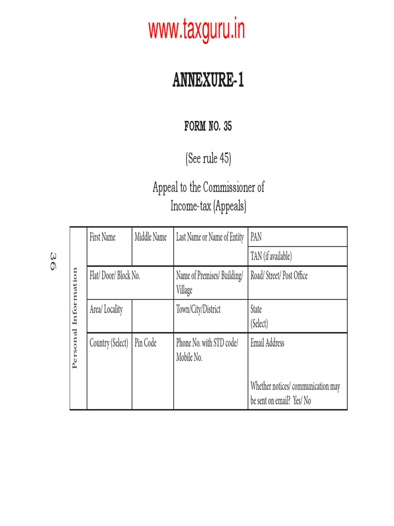 Income Tax Appeal Form No. 35 Guide | PDF | Income Tax | Taxes