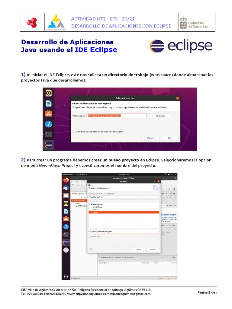 1-Actividad - Desarrollo de Aplicaciones Con Eclipse - Alba Suarez 1ºDAW | PDF | Eclipse ...