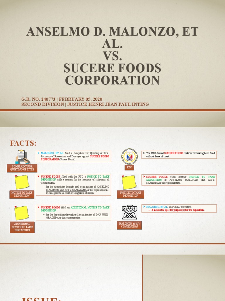 ALAG - Malonzo, Et Al. v. Sucere Foods | PDF | Deposition (Law ...