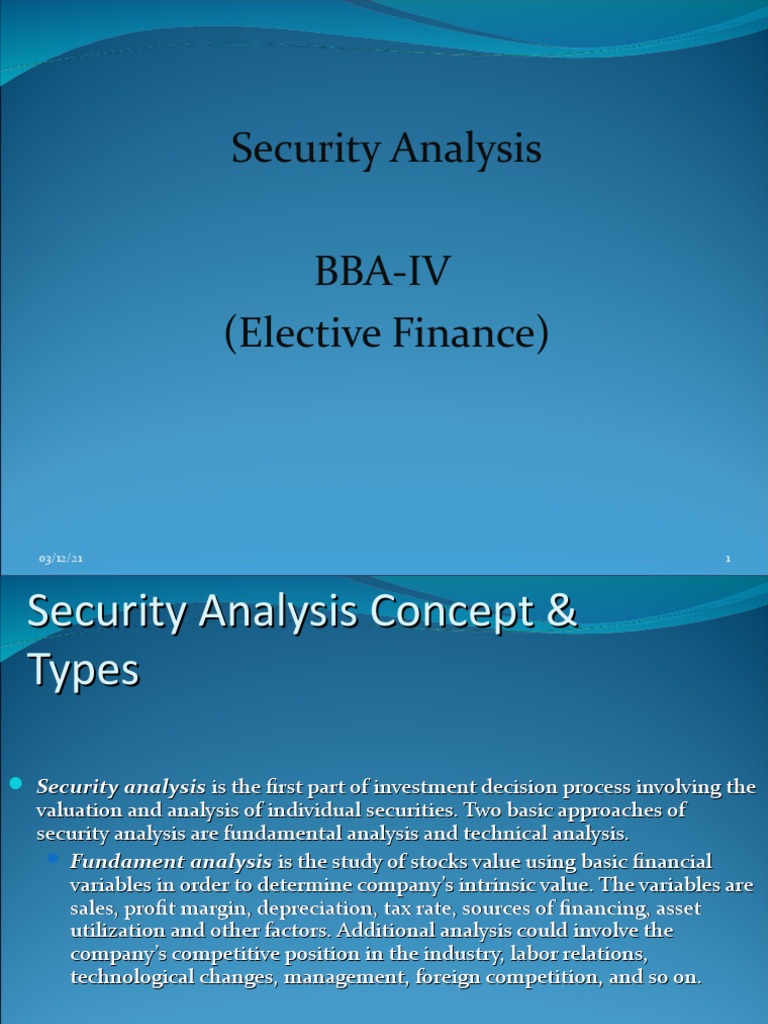 Security Analysis in Investment Management | PDF | Securities (Finance ...