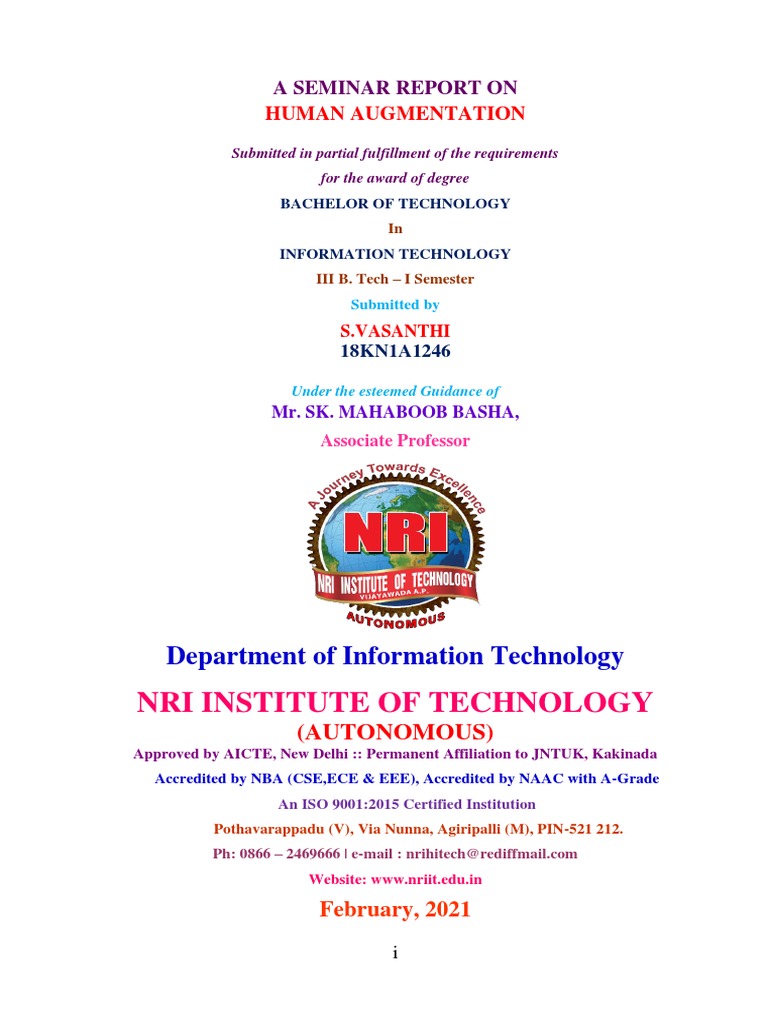 Seminar Report Front Pages It | PDF | Science And Technology ...
