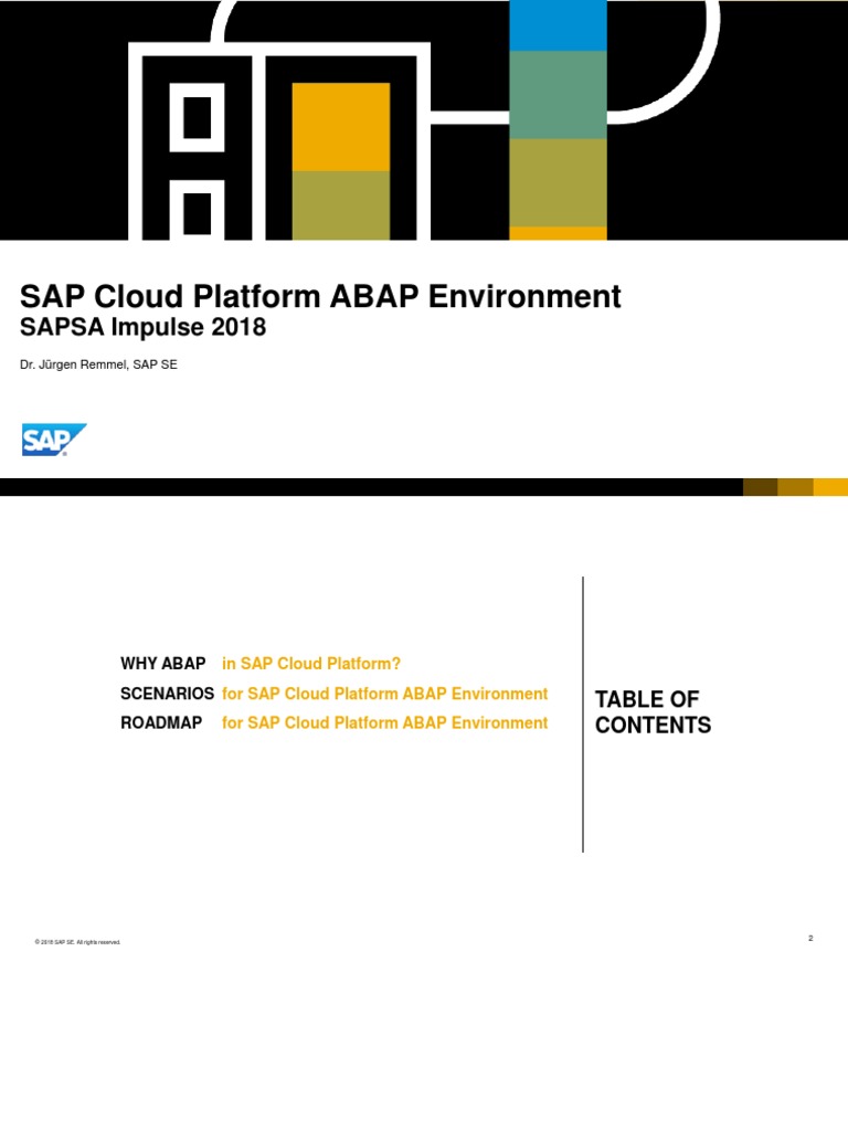 SAP Cloud Platform ABAP Environment: SAPSA Impulse 2018 | PDF | Cloud Computing | Eclipse (Software)