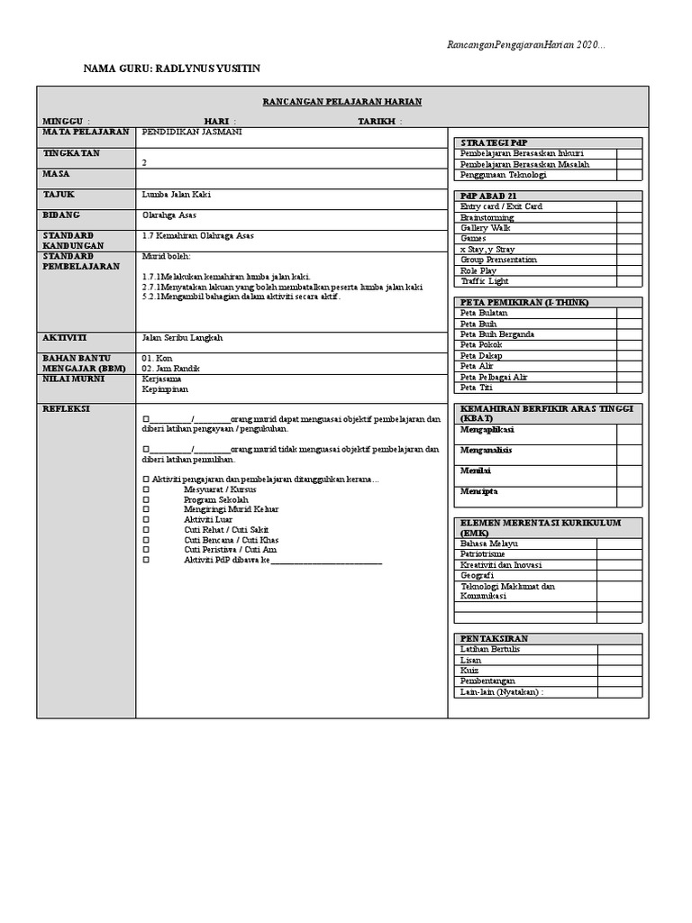 Tapak RPH KSSM | PDF