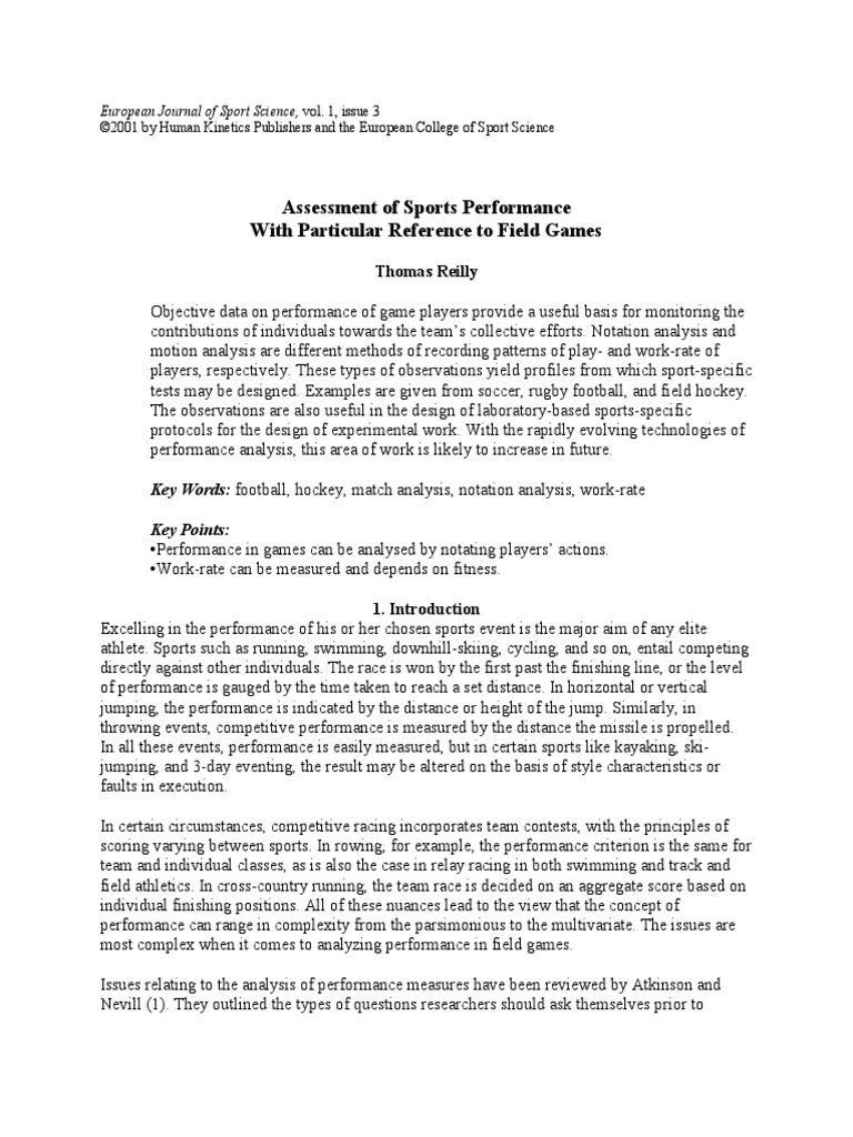 Assesment of Sport Performance | Download Free PDF | Physical Fitness ...