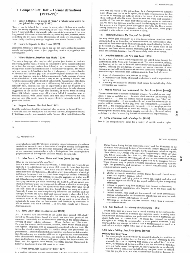 Compendium, Jazz - Formal Definitions | PDF