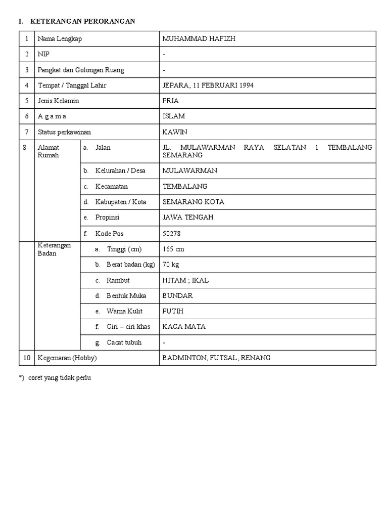 Daftar Riwayat Hidup Ppds | PDF