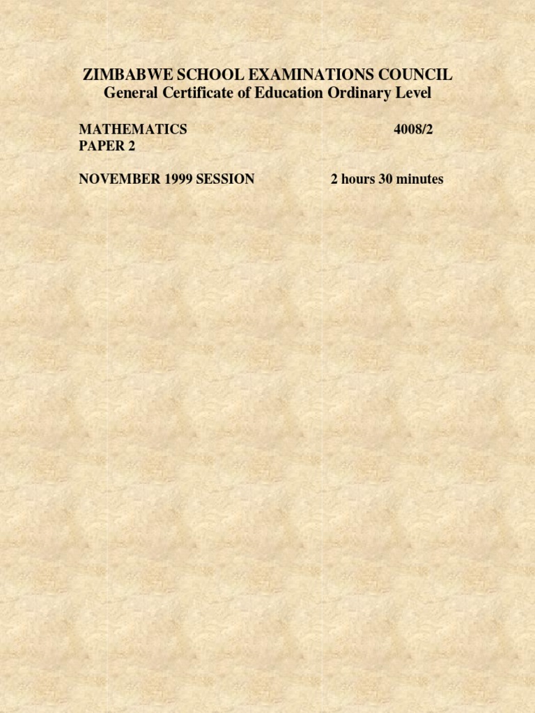 1999 O Level Mathematics Paper 2 | PDF | Cartesian Coordinate System ...