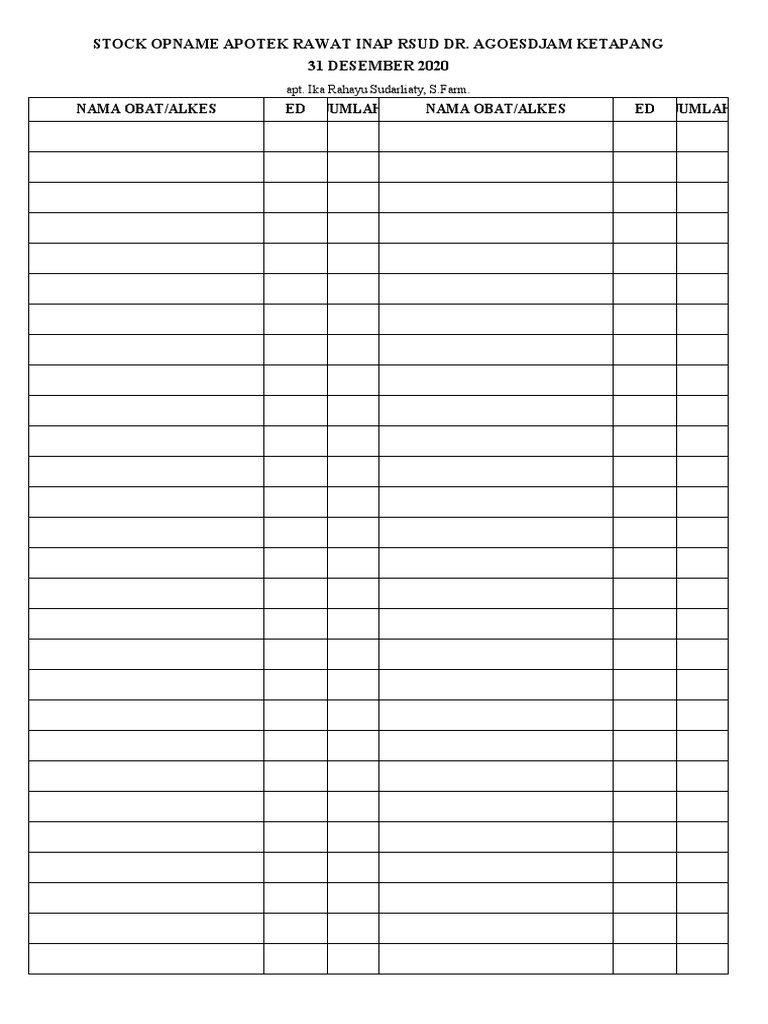 Form Stok Opname | PDF | Pharmacology | Drugs