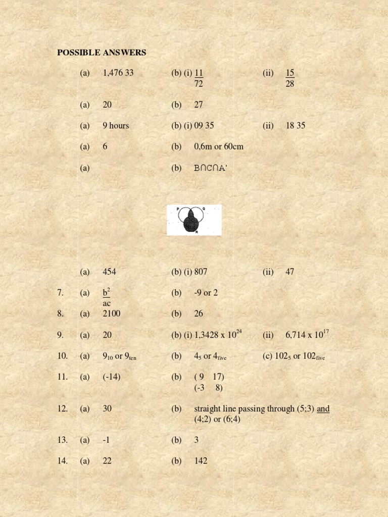 2000 Maths Assessment Answers | PDF