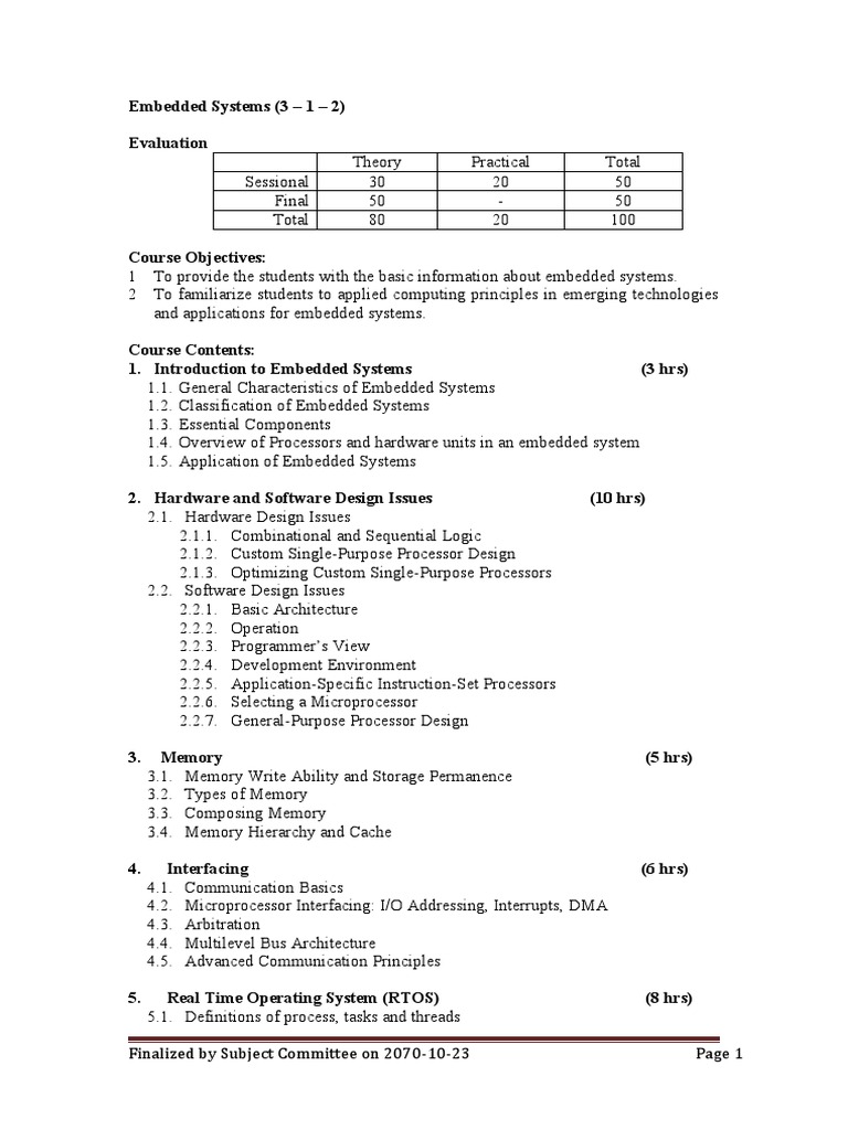 Embedded System (3-1-2) | Download Free PDF | Embedded System | Central ...