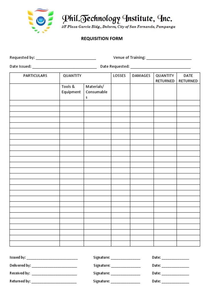 Blank Requisition Form