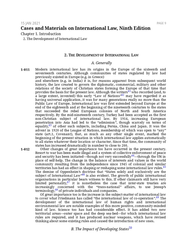Cases and Materials On International Law, Ninth Edition: Chapter 1. Introduction | PDF ...