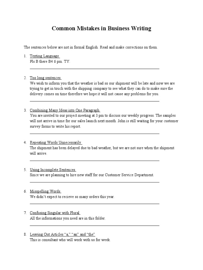 Assignment - Common Mistakes in Business Writing | PDF | Career & Growth
