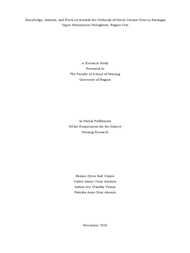 Research Proposal Final | PDF | Infection | Attitude (Psychology)