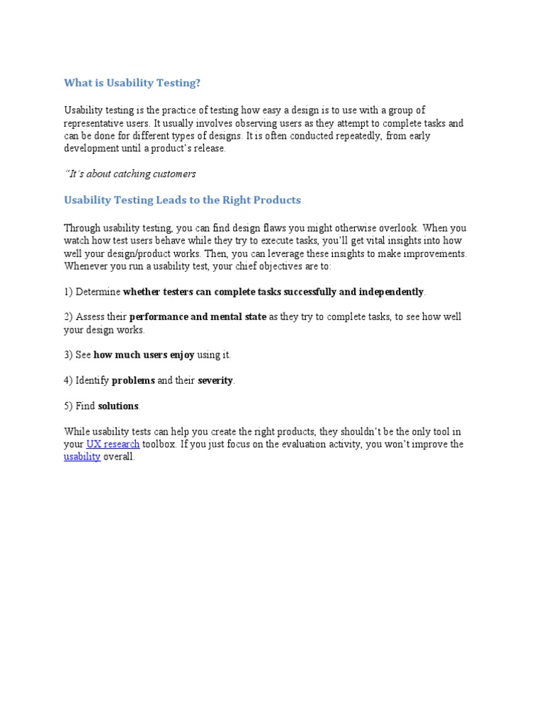 An Introduction To Usability Testing Pdf Usability User Experience