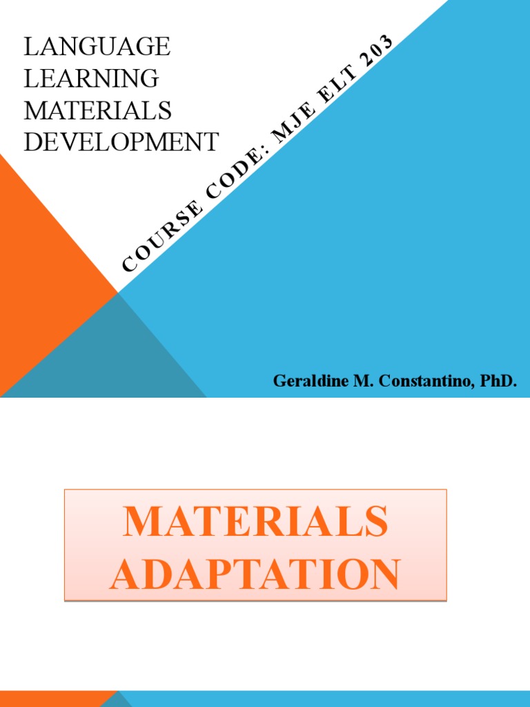 LLMD Module 3-Materials Adaptation | PDF | Vocabulary | Learning
