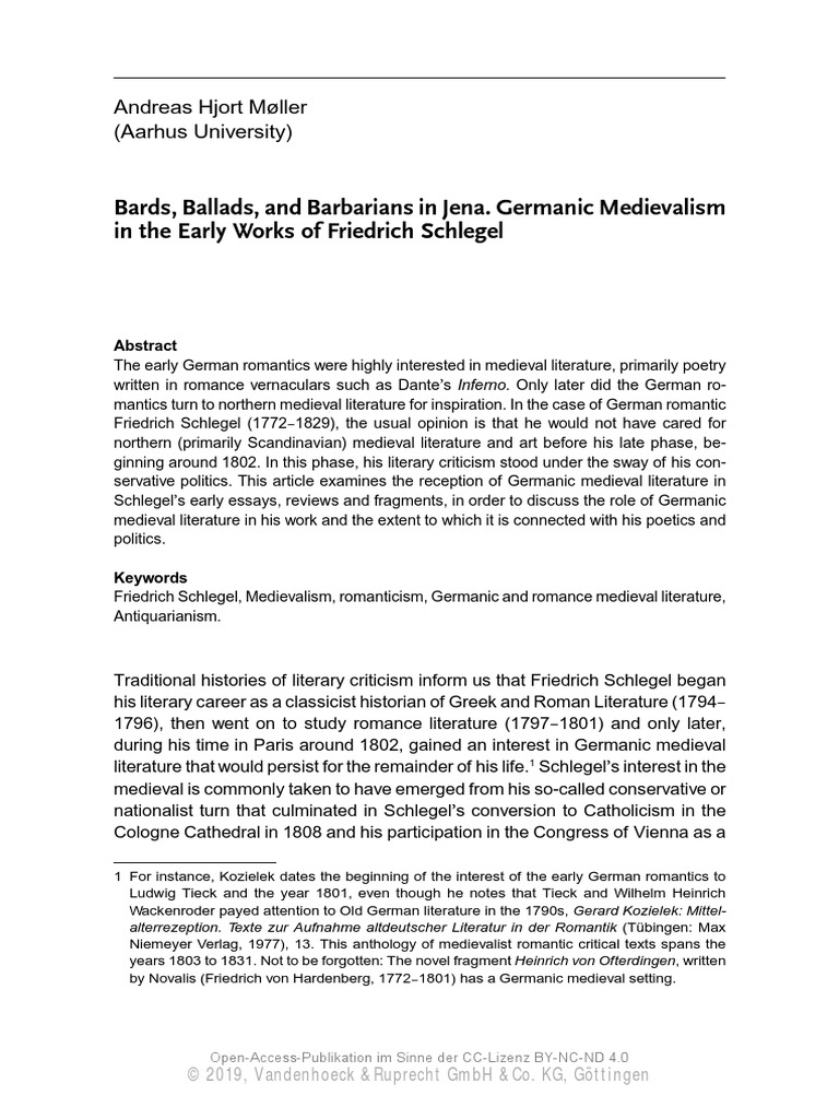 Schlegel's Early Germanic Medievalism | PDF | Romanticism | Poetry