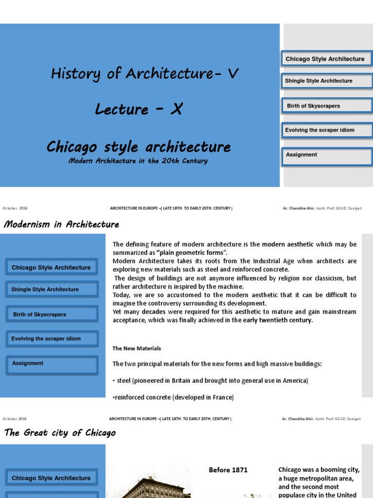 History of Architecture-V: Lecture - X Chicago Style Architecture | PDF ...