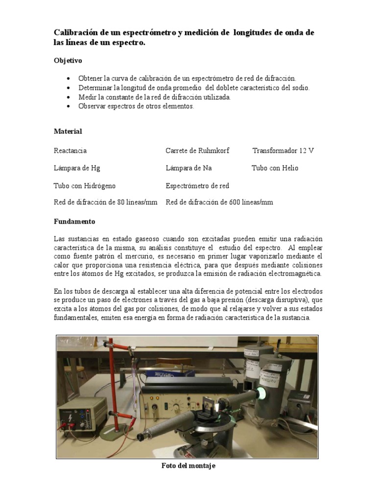 Calibraci N de Un Espectroscopio | PDF