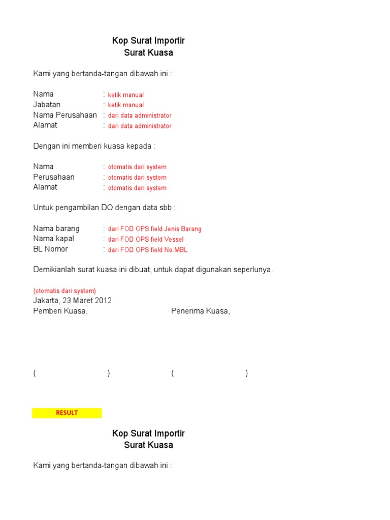 Format2 Surat Print Otomatis Dari FOD | PDF