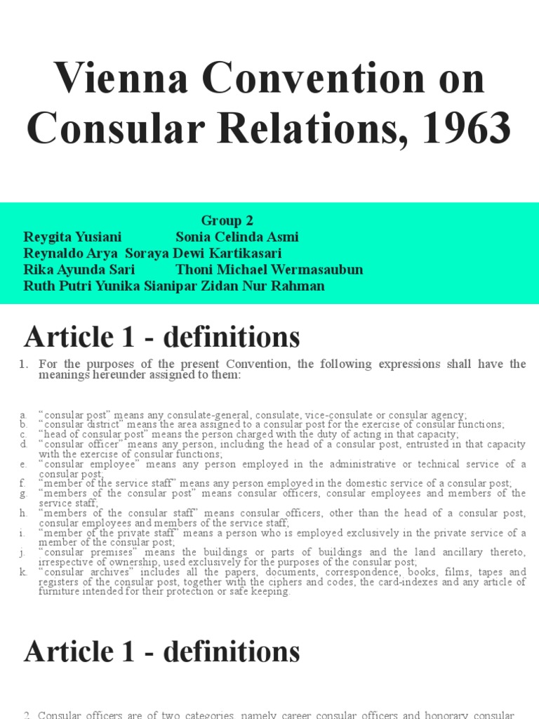 Vienna Convention on Consular Relations | PDF | Consul (Representative ...