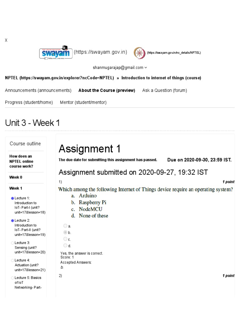 Assignment 1: Unit 3 - Week 1 | PDF | Question | Lecture