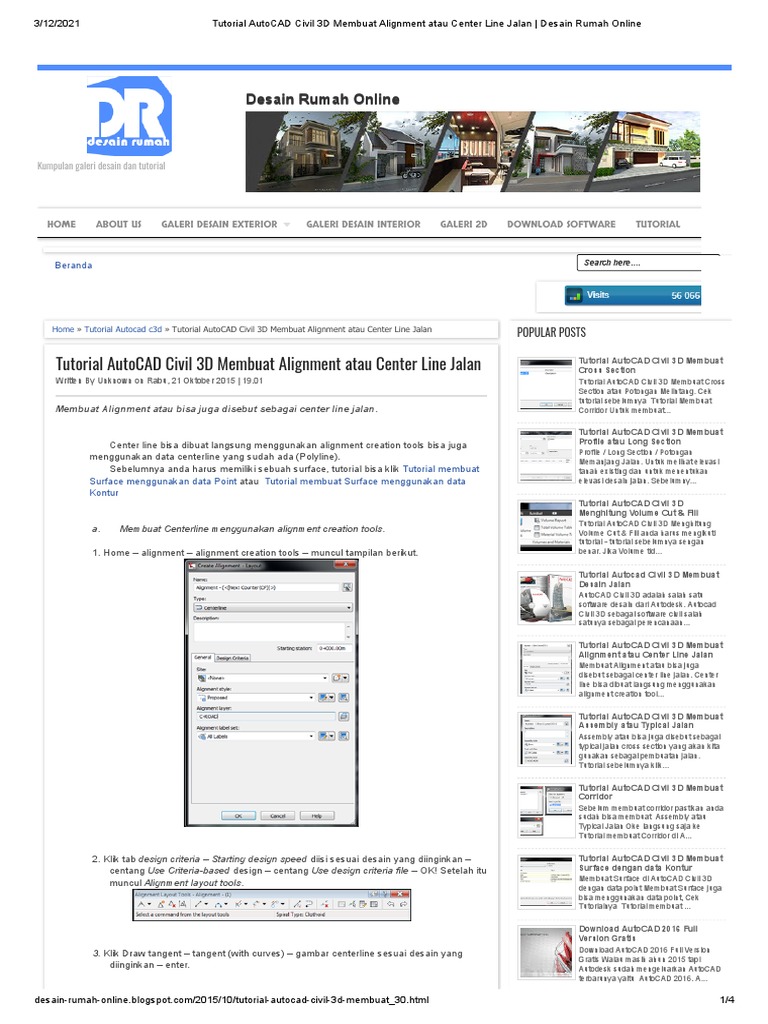 Tutorial AutoCAD Civil 3D Membuat Alignment Atau Center Line Jalan | PDF