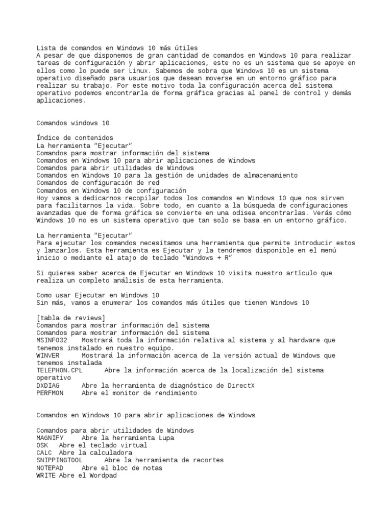 Lista de comand-WPS Office | PDF | Windows 10 | Microsoft Windows