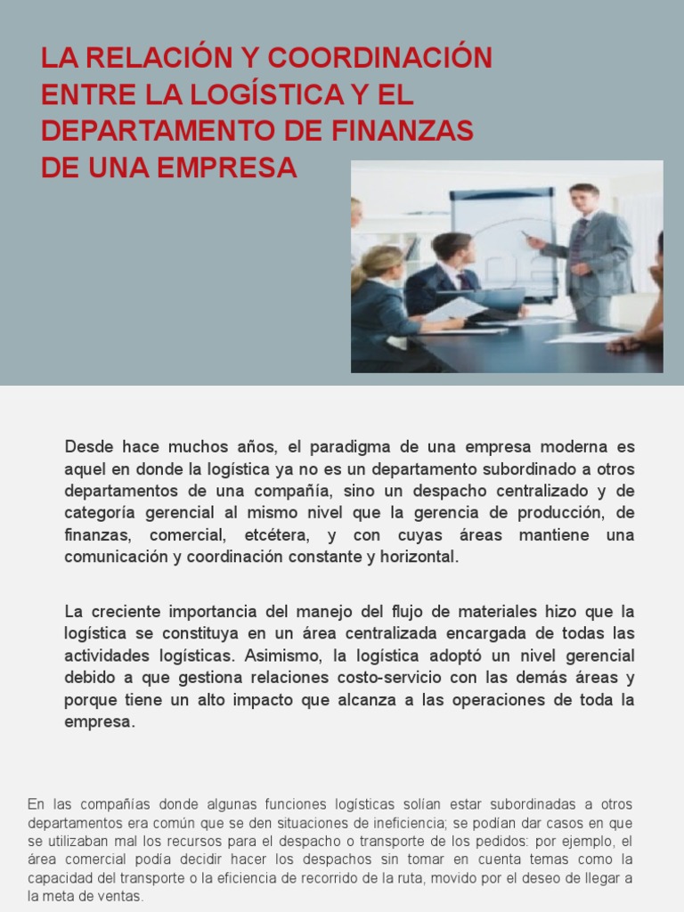La Relación y Coordinación Entre La Logística y El Departamento de ...