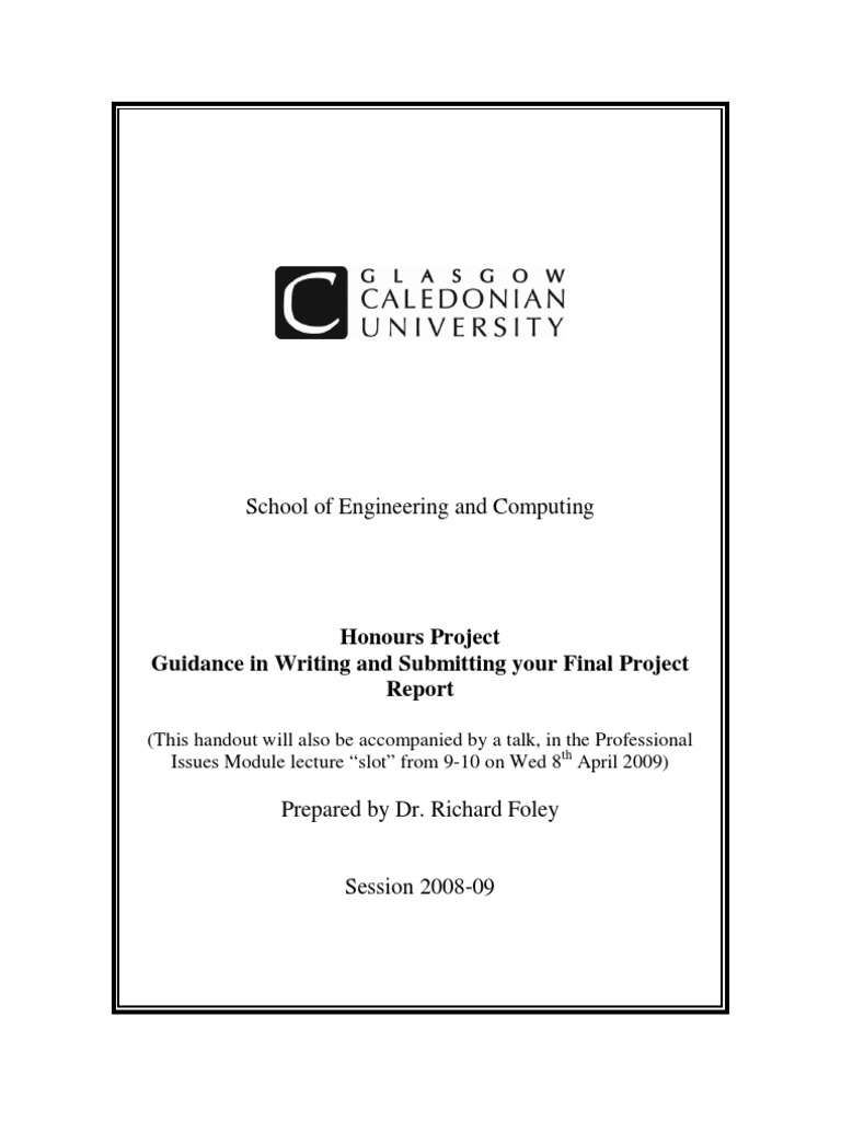 Honours Project Report Guidance | PDF | Case Study | Survey Methodology