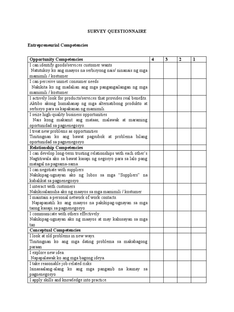 Ip Survey Questionnaire | PDF