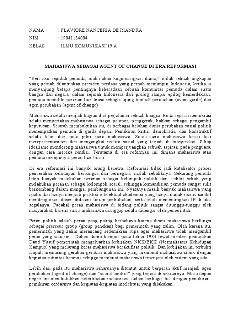 Peran Mahasiswa Sebagai Agent of Change | PDF