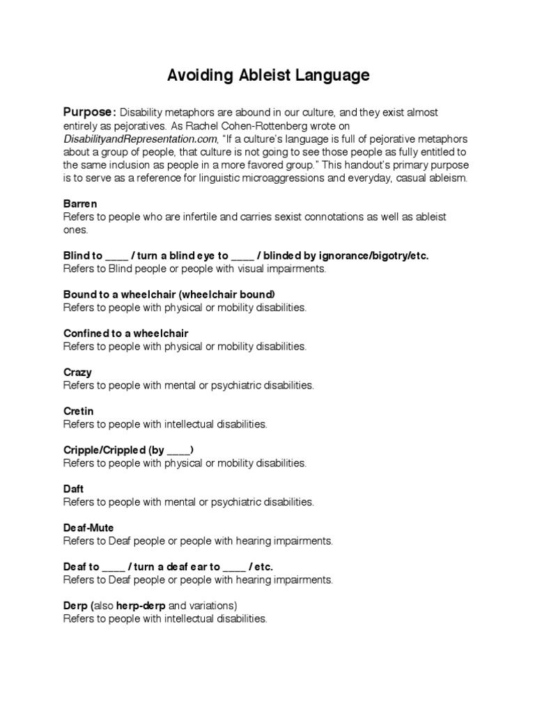Avoiding Ableist Language | PDF | Disability | Visual Impairment