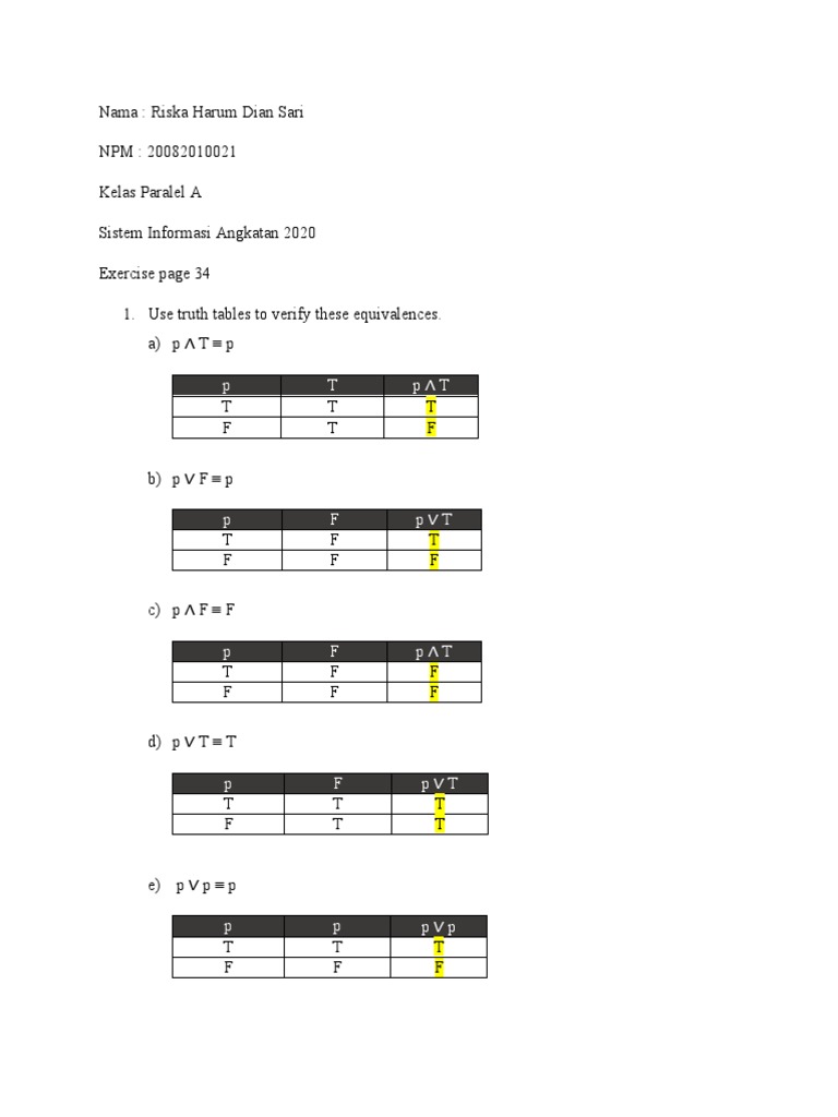 Logic Exercises for Students | PDF | Metalogic | Boolean Algebra