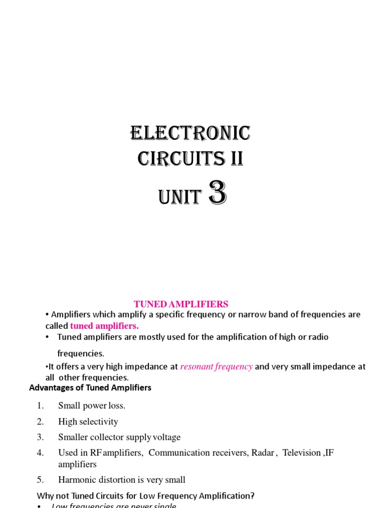 Electronic Circuits Ii Unit | PDF | Amplifier | Inductor