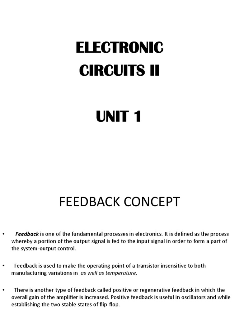 Electronic Circuits Ii Unit 1 | Download Free PDF | Amplifier | Feedback