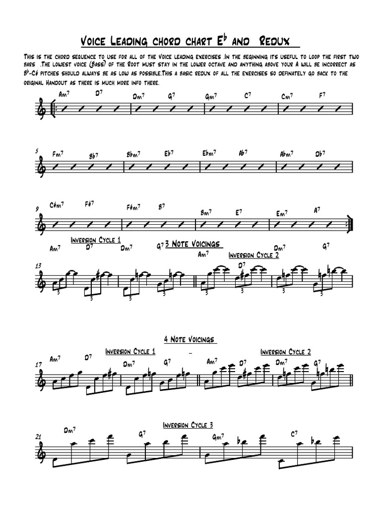 Voice Leading Chord Chart Eb and Redux | PDF | Chord (Music) | Harmony