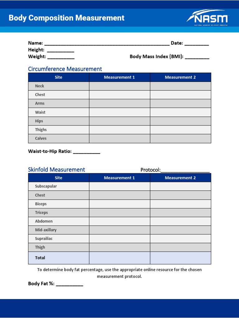 CPT7 Body Composition Assessment Template | PDF