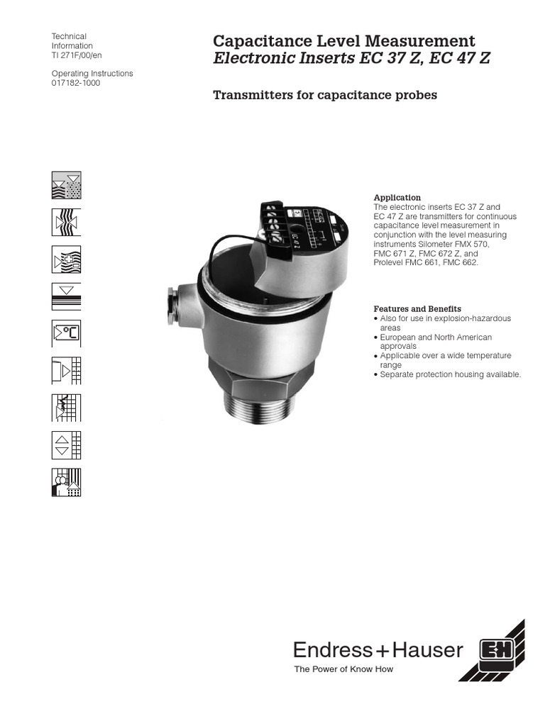 Hauser Endress: Capacitance Level Measurement Electronic Inserts EC 37 ...