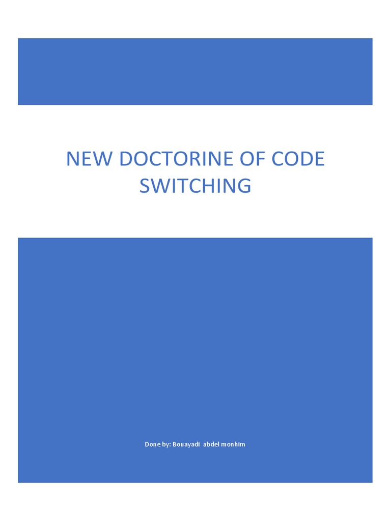 The New Doctrine To Code Switching | PDF | Linguistics | Syntax