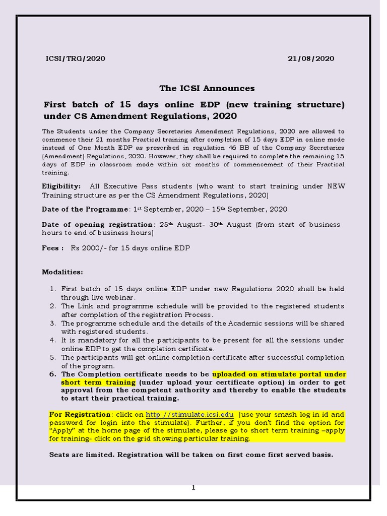 Announcement First Pilot Batch 15daysonline EDP | PDF | Business